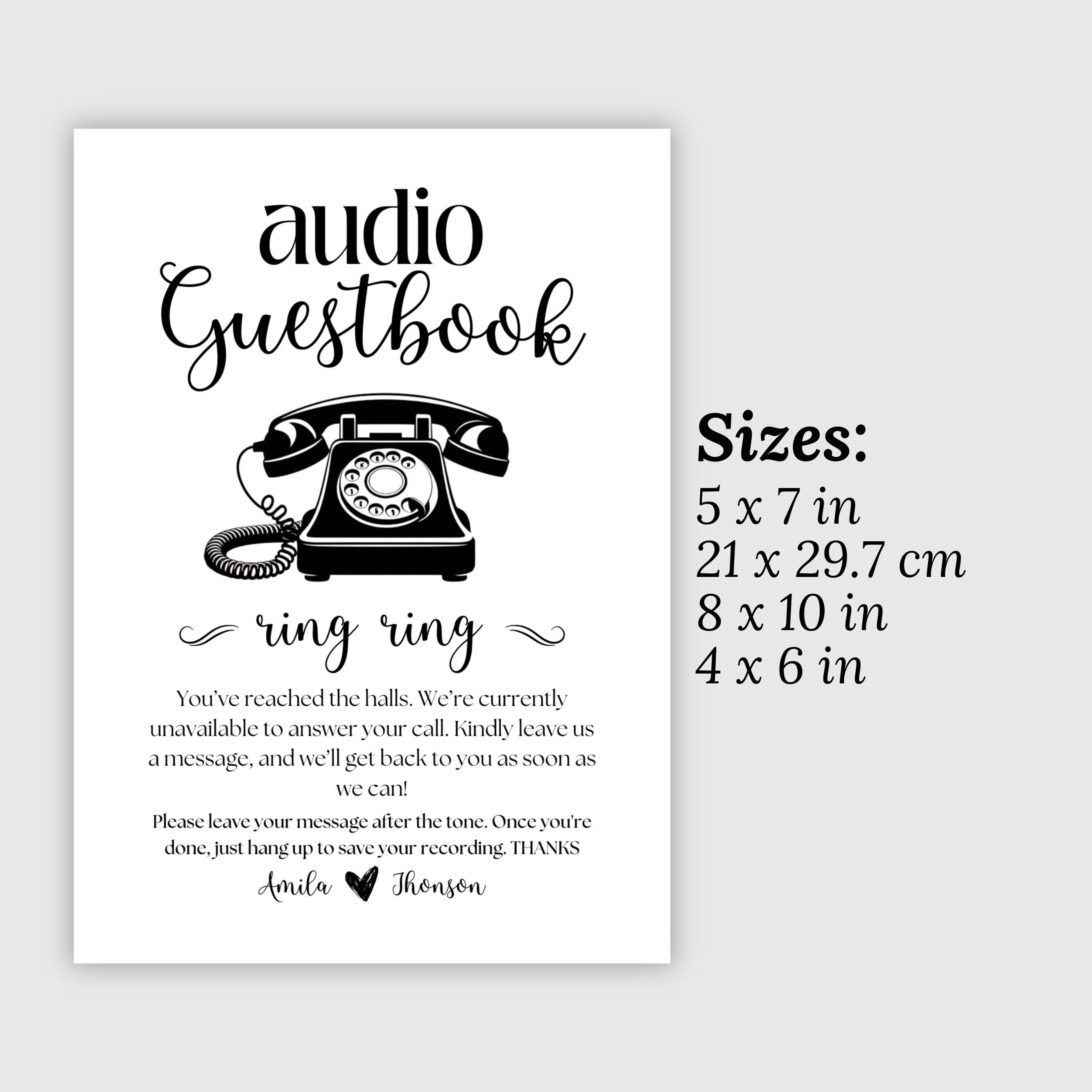 Audio Guestbook Sign, Editable Telephone Guest Book Sign Template ...