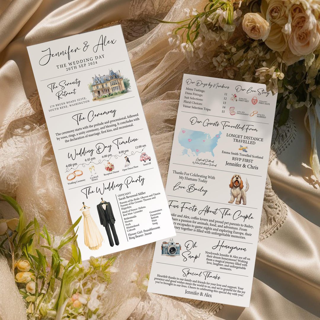 Infographic Wedding Program Canva Template, Printable Wedding Day ...