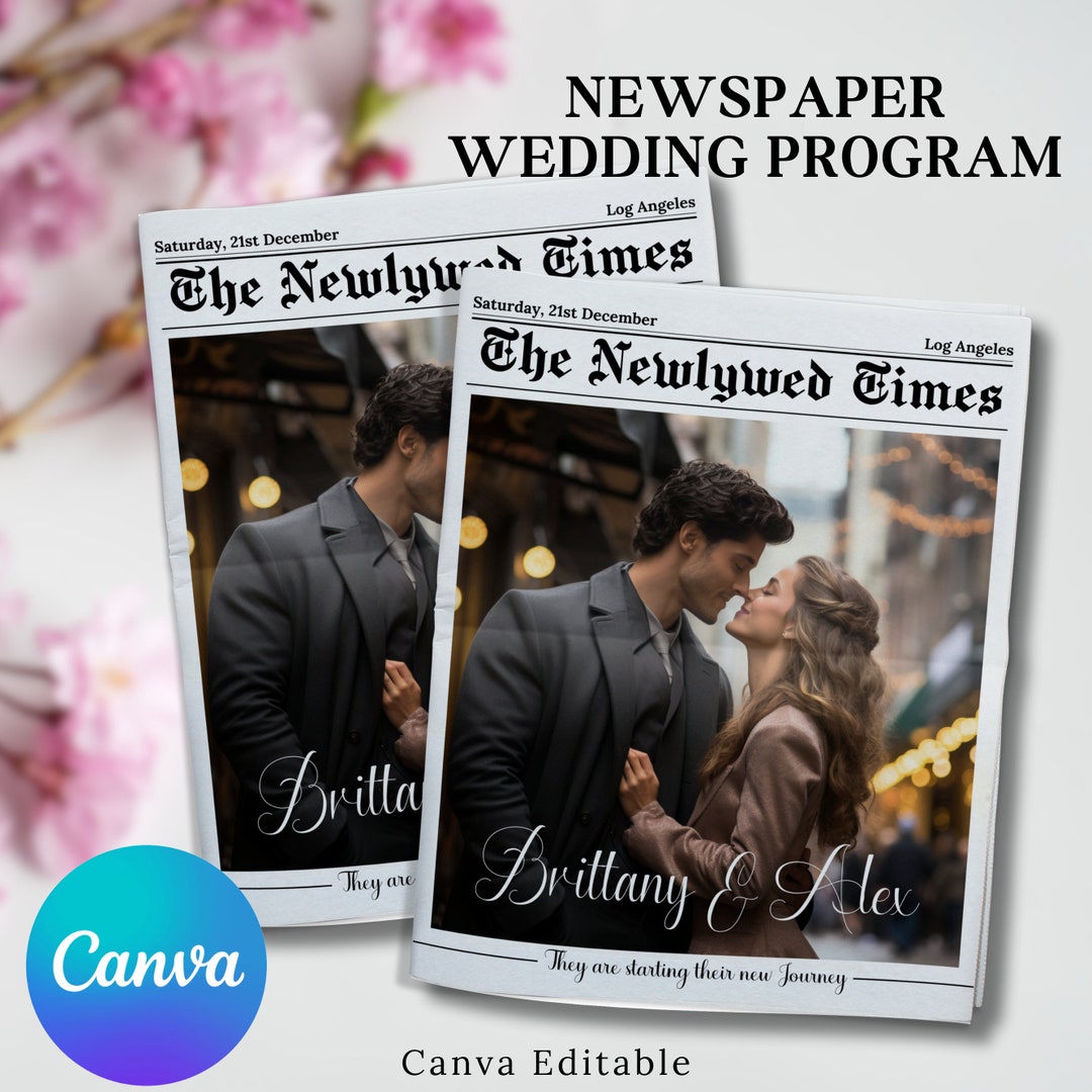 Wedding Newspaper Template, Newspaper Wedding Program, Wedding ...