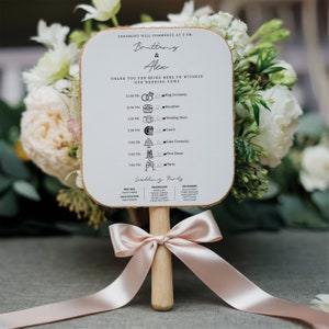 Wedding Program Fan, Printable Wedding Timeline Program Fan, Wedding ...