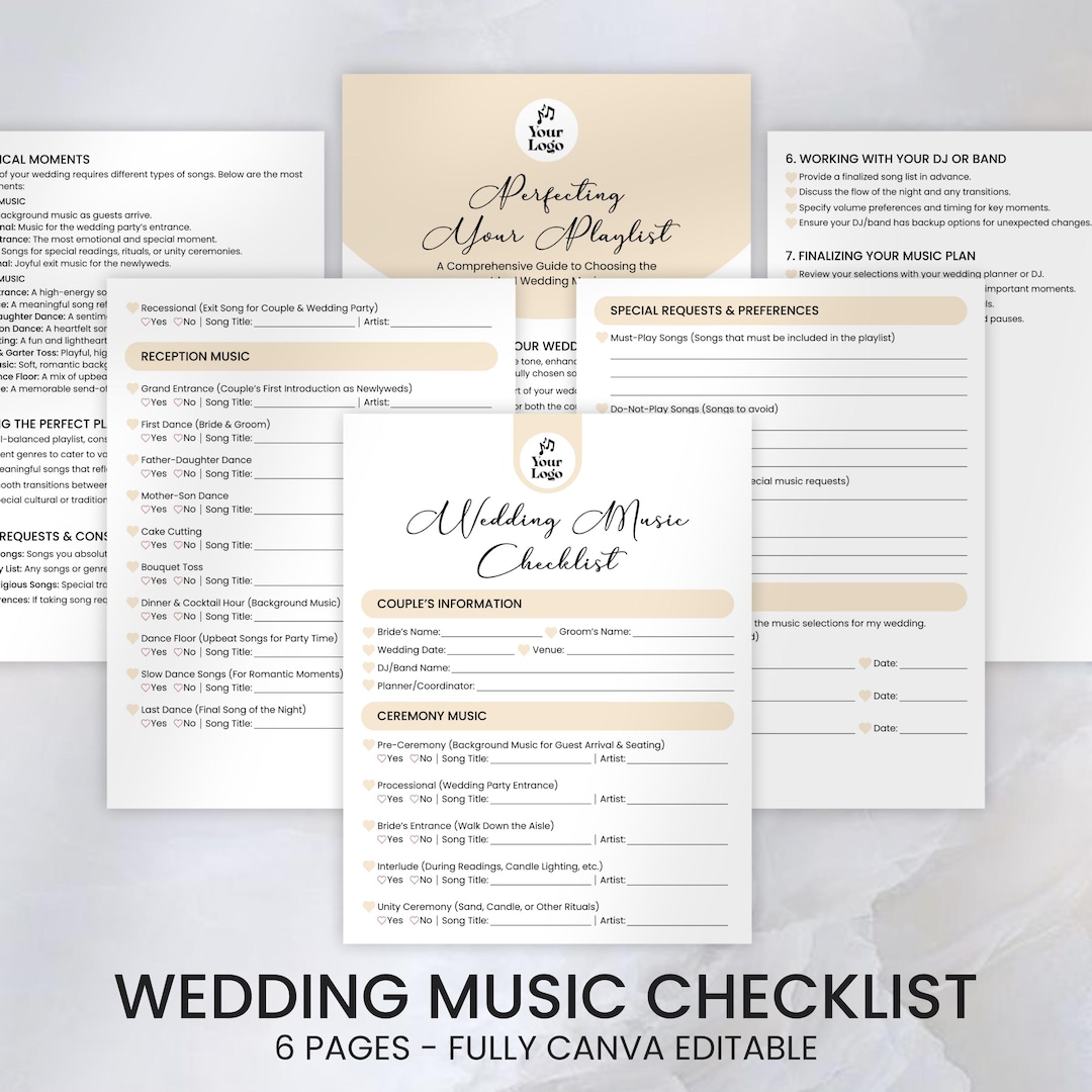 Wedding Song List Template, Wedding Playlist Printable, Music Playlist ...
