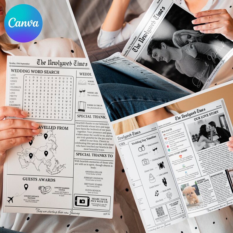 Wedding Newspaper Template, Newspaper Wedding Program, Wedding ...