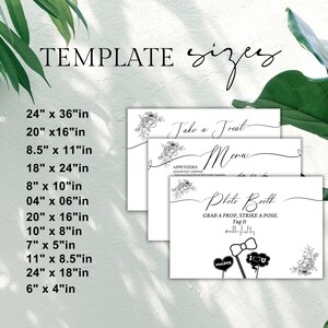 Minimalist Wedding Signs Bundle, Printable Wedding Signs Templates ...
