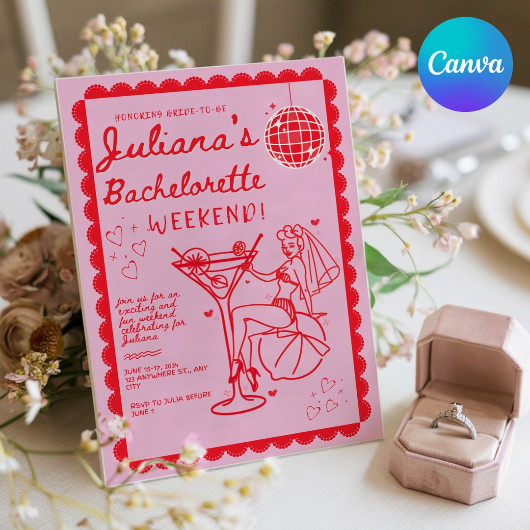 Bachelorette Party Invitation, Printable Hand Drawn and Quirky Scribble ...