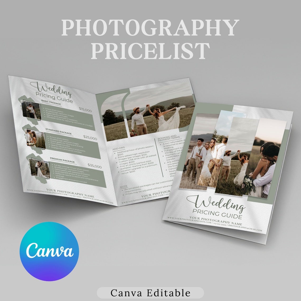 Editable Wedding Photography Price List, Wedding Pricing Guidebook ...
