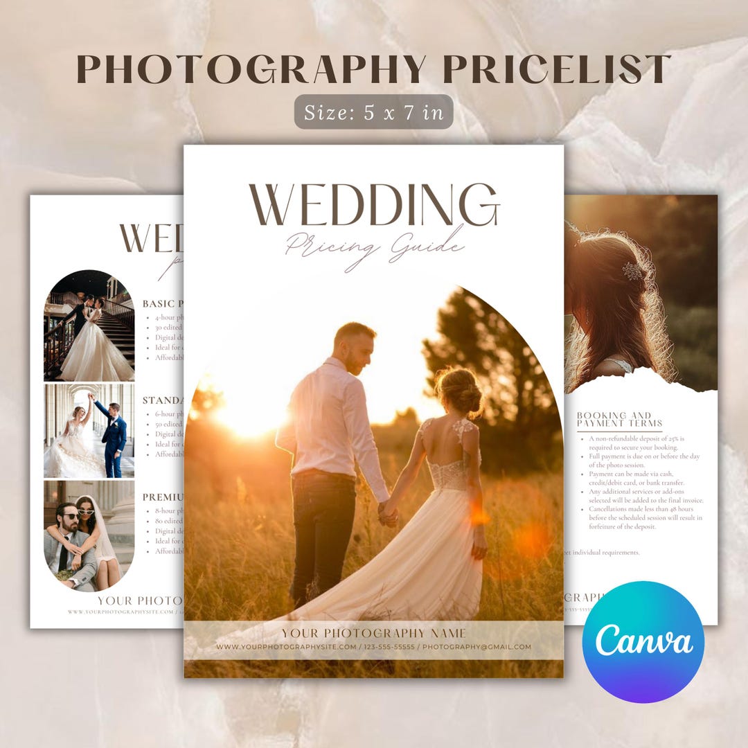Editable Wedding Photography Price List, Wedding Pricing Guidebook ...