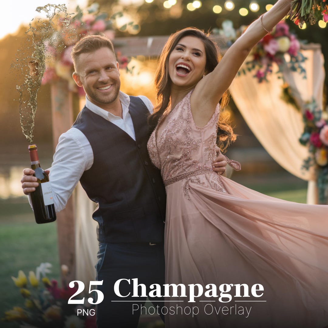 Champagne Spray Overlay, Anniversary Champagne Spray Overlay, Champagne ...