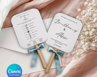 Wedding Program Fan, Printable Wedding Timeline Program Fan, Editable ...
