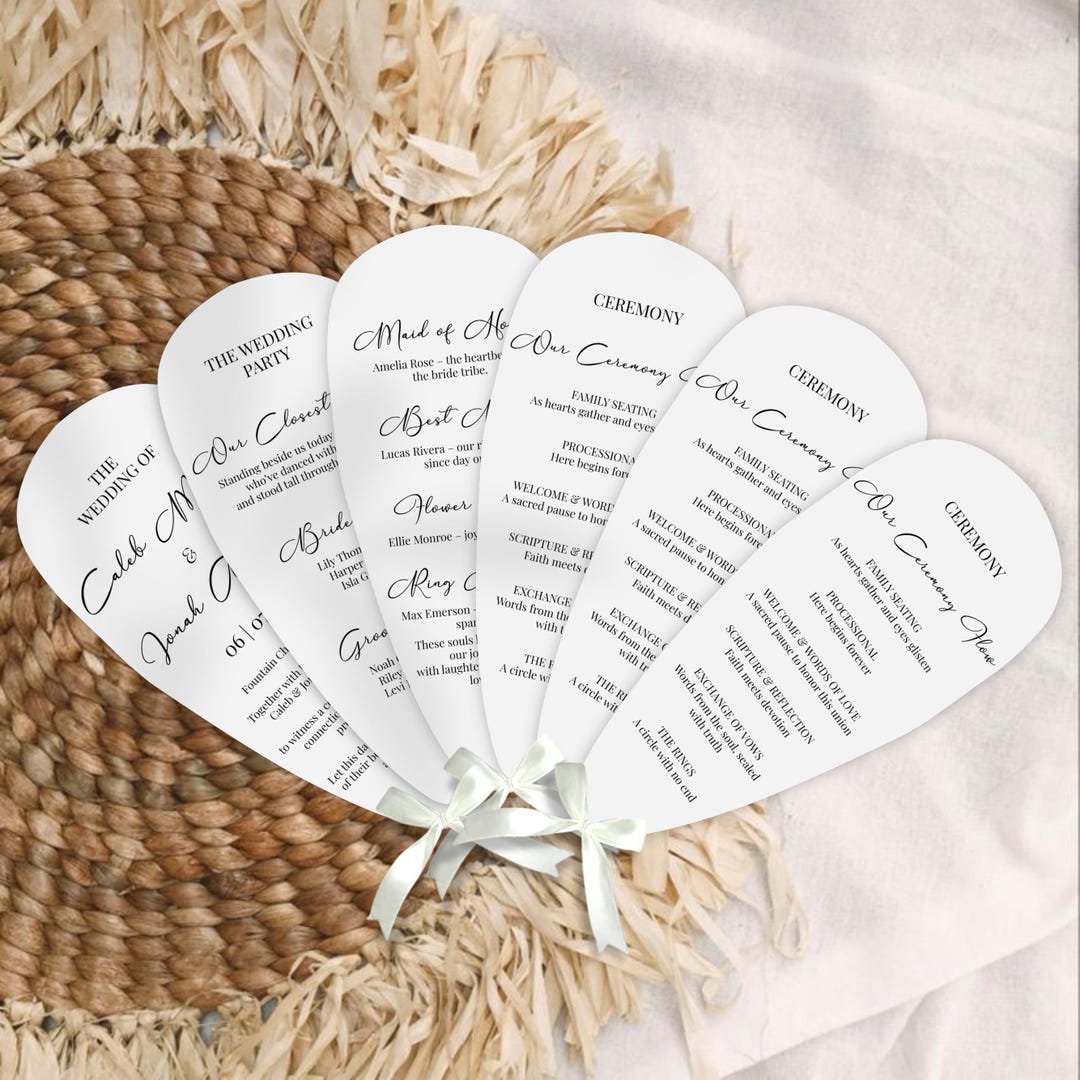 Petal Fan Wedding Program Template, DIY Fan Wedding Program With Petals ...