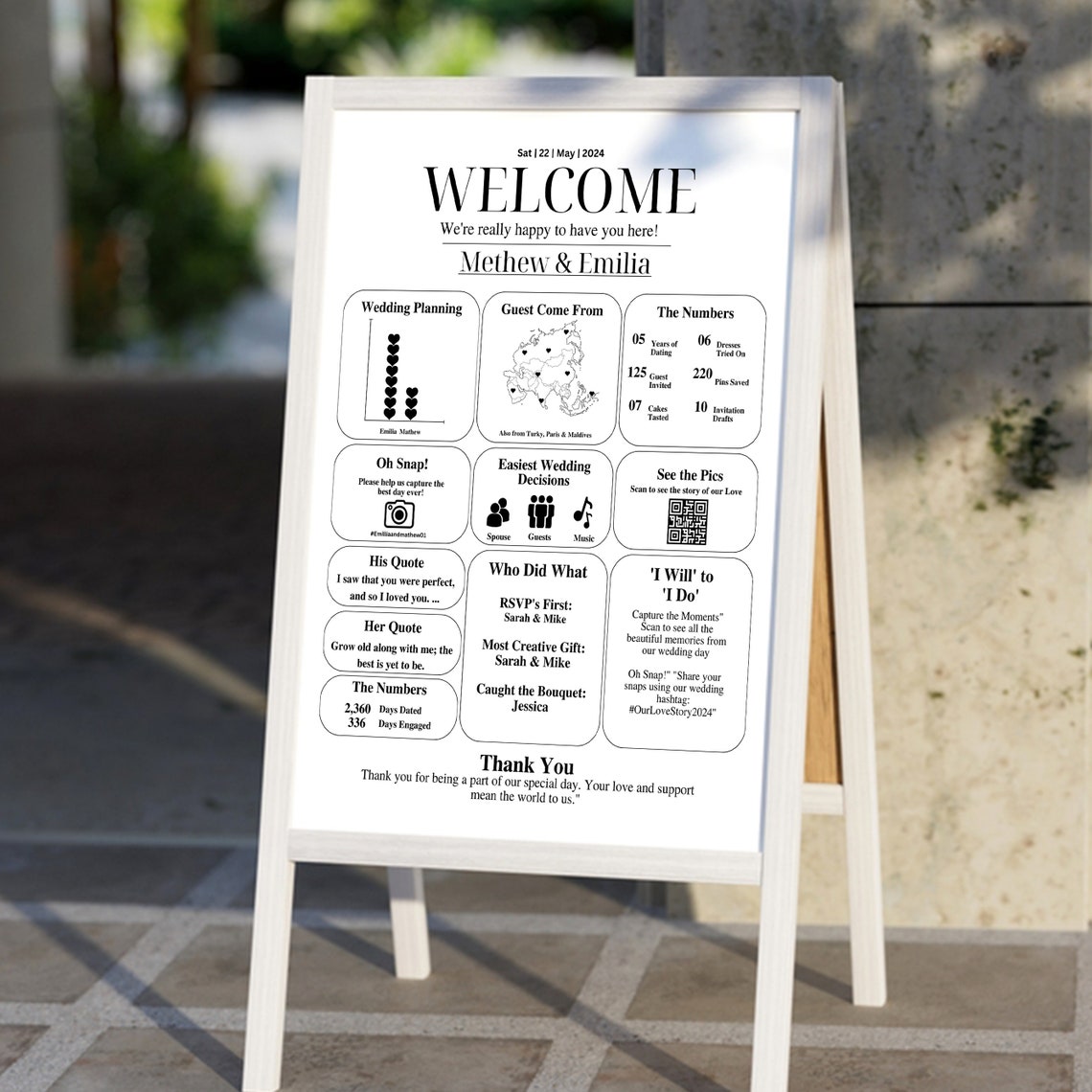 Infographic Wedding Sign, Printable Wedding Welcome Sign, Editable Fun ...
