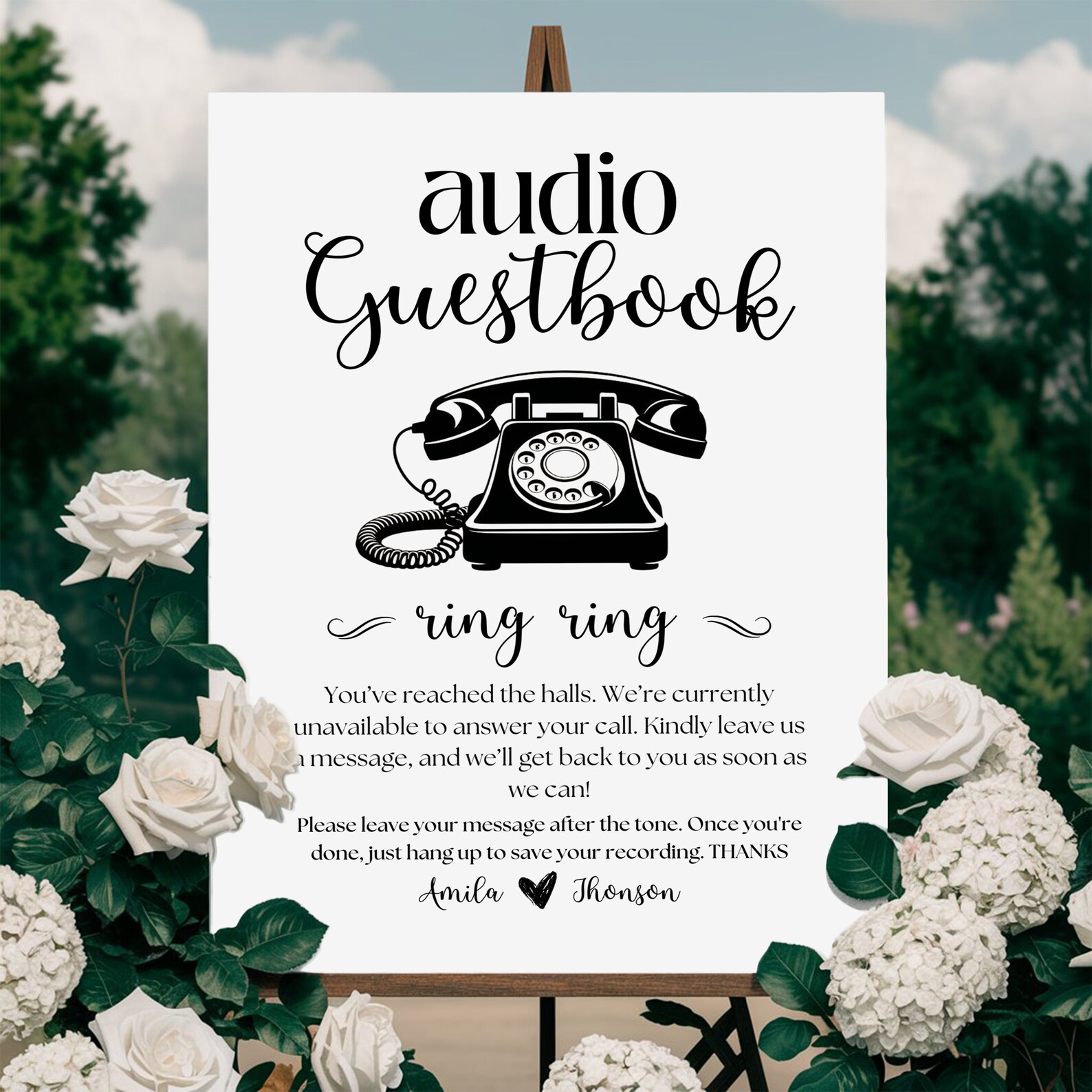 Telephone Audio, Audio Guest Book Sign Canva Template,wedding Audio ...