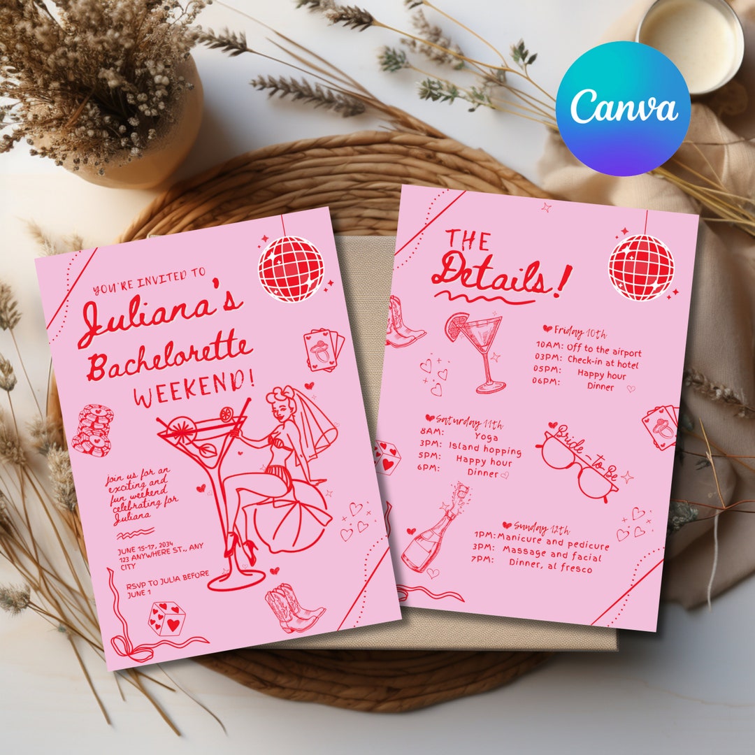 Bachelorette Party Invitation, Printable Hand Drawn and Quirky Scribble ...