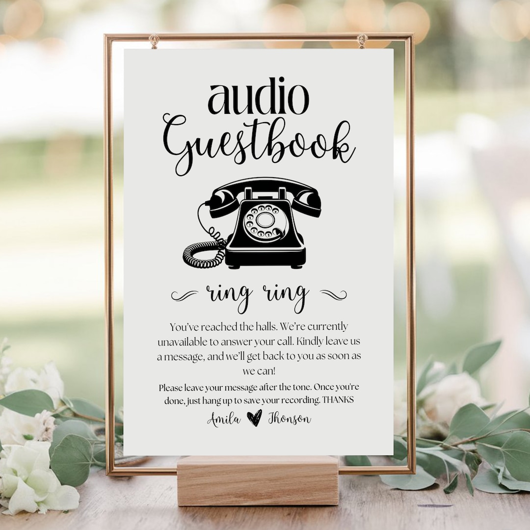 Audio Guestbook Sign Template, Editable Telephone Guest Book Sign ...