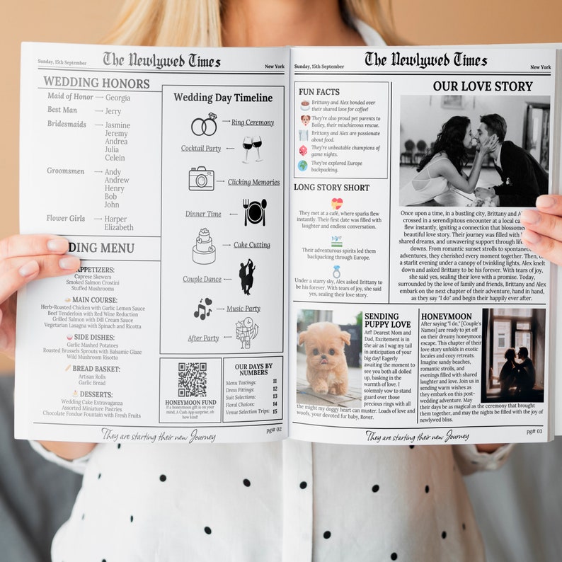 Wedding Newspaper Template, Newspaper Wedding Program, Wedding ...