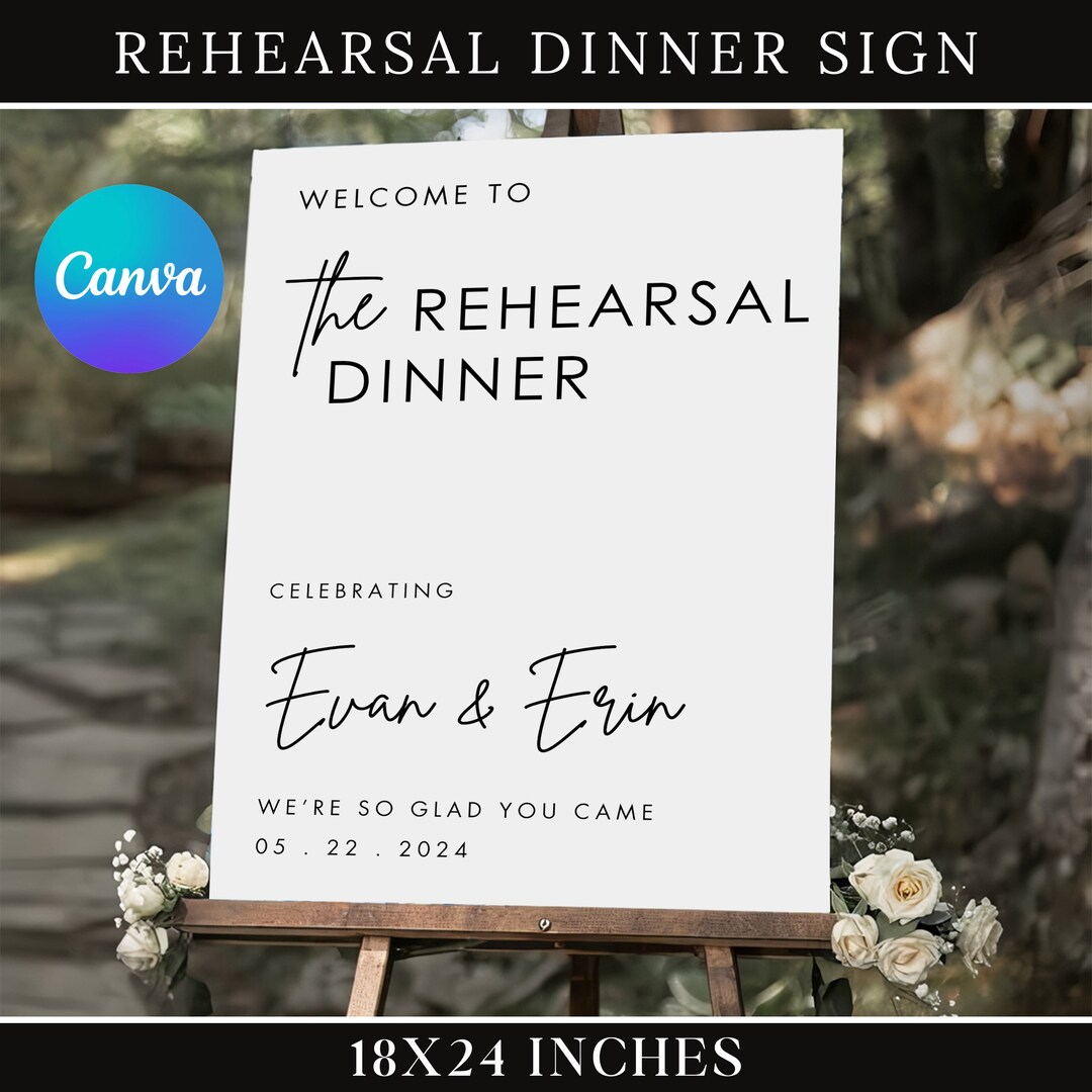 Rehearsal Dinner Sign Template Welcome Sign for Rehearsal Dinner the ...