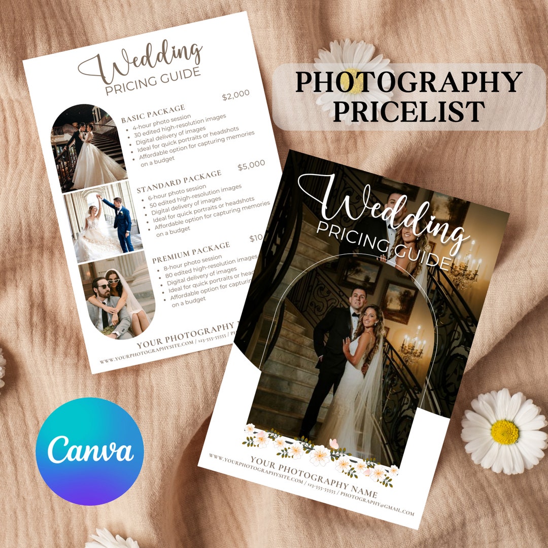 Editable Wedding Photography Price List, Wedding Pricing Guidebook ...