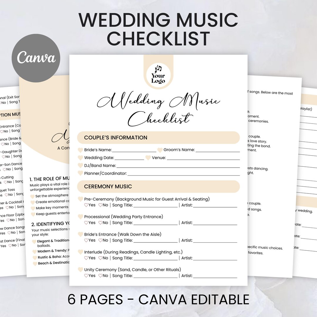 Wedding Song List Template, Wedding Playlist Printable, Music Playlist ...
