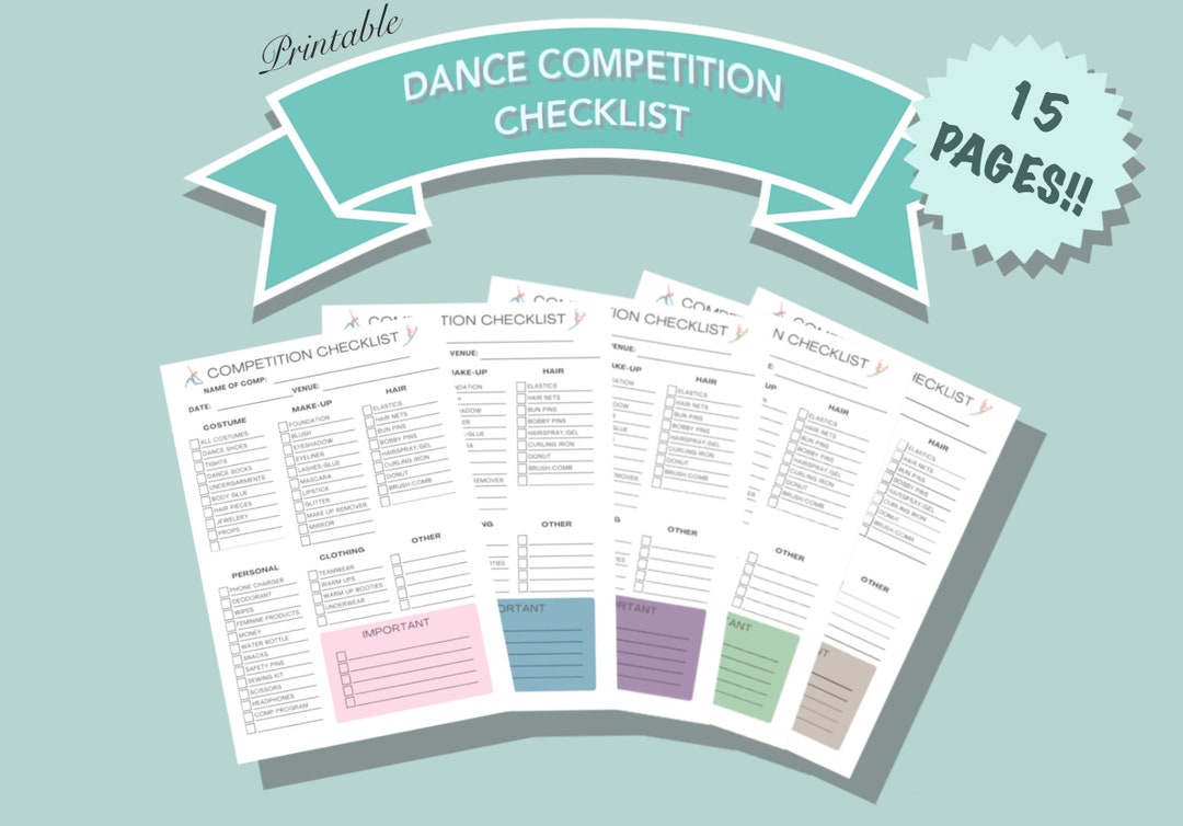 The Best Dance Comp Checklist Package - Etsy