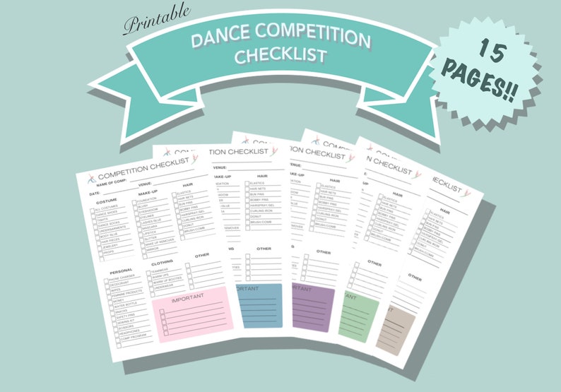 The Best Dance Comp Checklist Package - Etsy