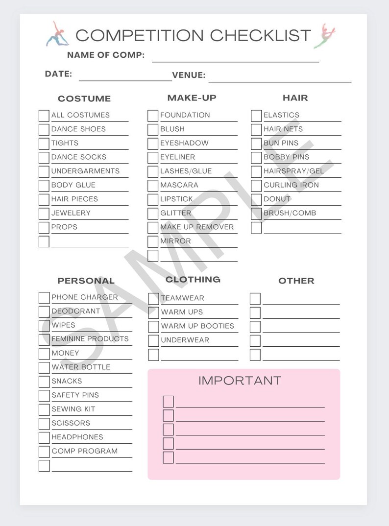 The Best Dance Comp Checklist Package - Etsy