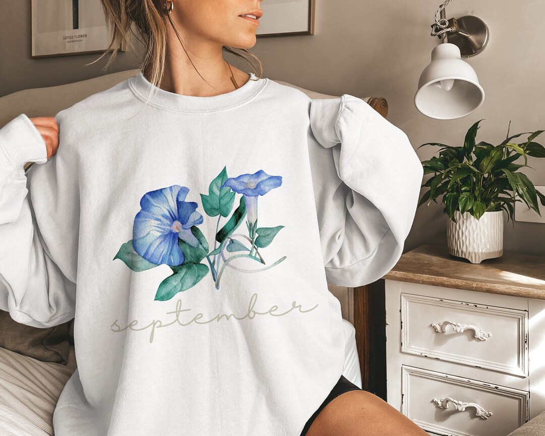 September Birth Flower Crewneck Sweatshirt, Morning Glory Sweatshirt ...