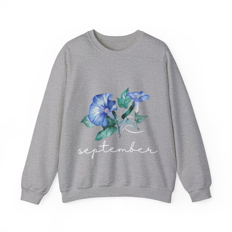 September Birth Flower Crewneck Sweatshirt, Morning Glory Sweatshirt ...