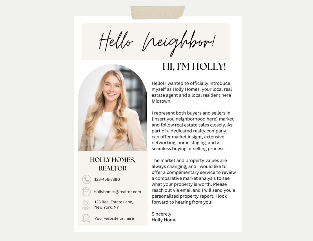 Hello Neighbor Real Estate Flyer, Real Estate Intro Flyer, Realtor ...