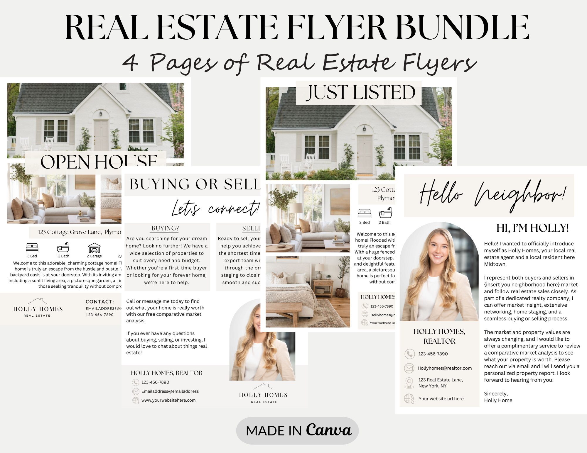 Real Estate Flyer Bundle, Open House Flyer, Just Listed Flyer, Hello ...