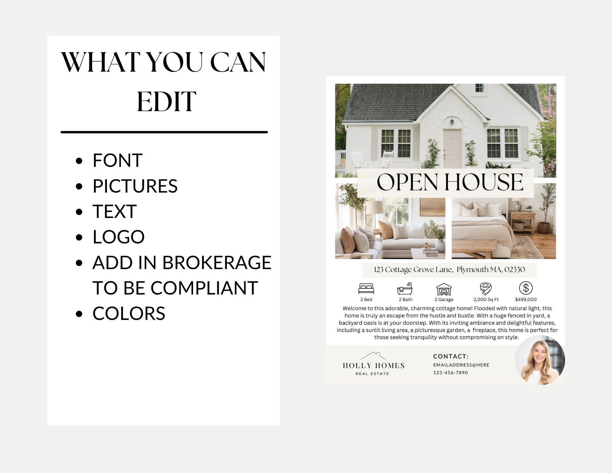 Real Estate Flyer Bundle, Open House Flyer, Just Listed Flyer, Hello ...