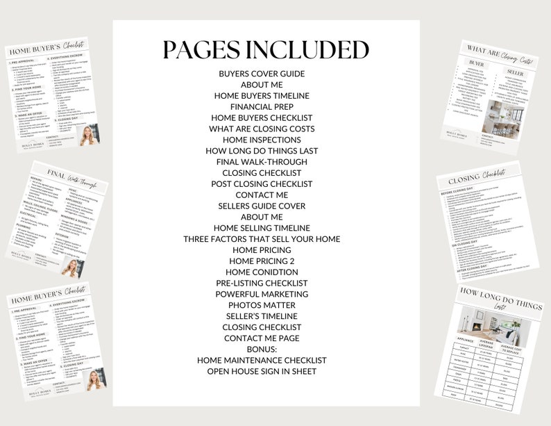 Real Estate Checklist Template Bundle, Home Buyer Guide, Home Seller ...