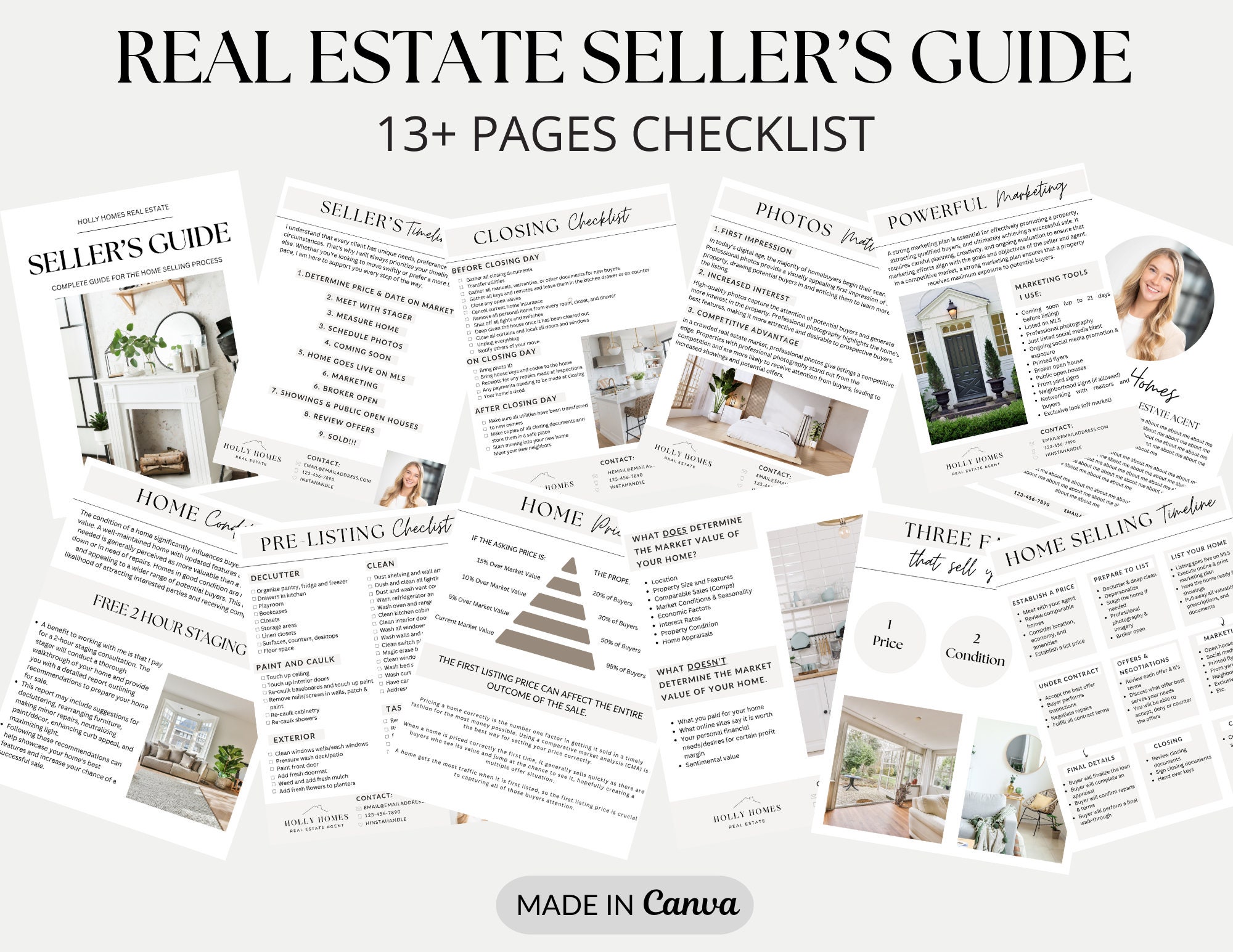 Real Estate Checklist Template Bundle, Home Buyer Guide, Home Seller ...