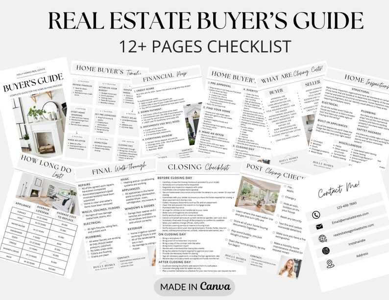 Real Estate Checklist Template Bundle, Home Buyer Guide, Home Seller ...