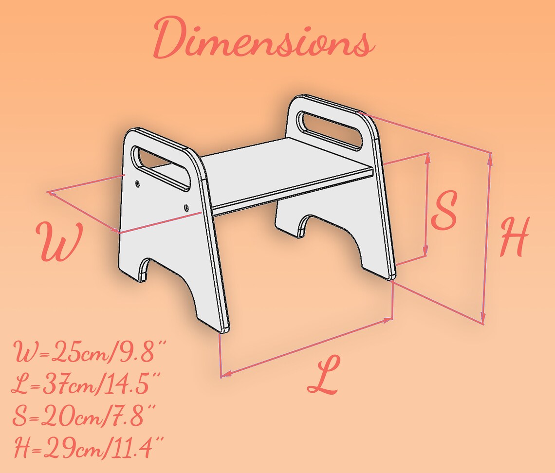 Kids Step Stool, Toddler Stool, Kids Stool, White Step Stool, Wooden ...