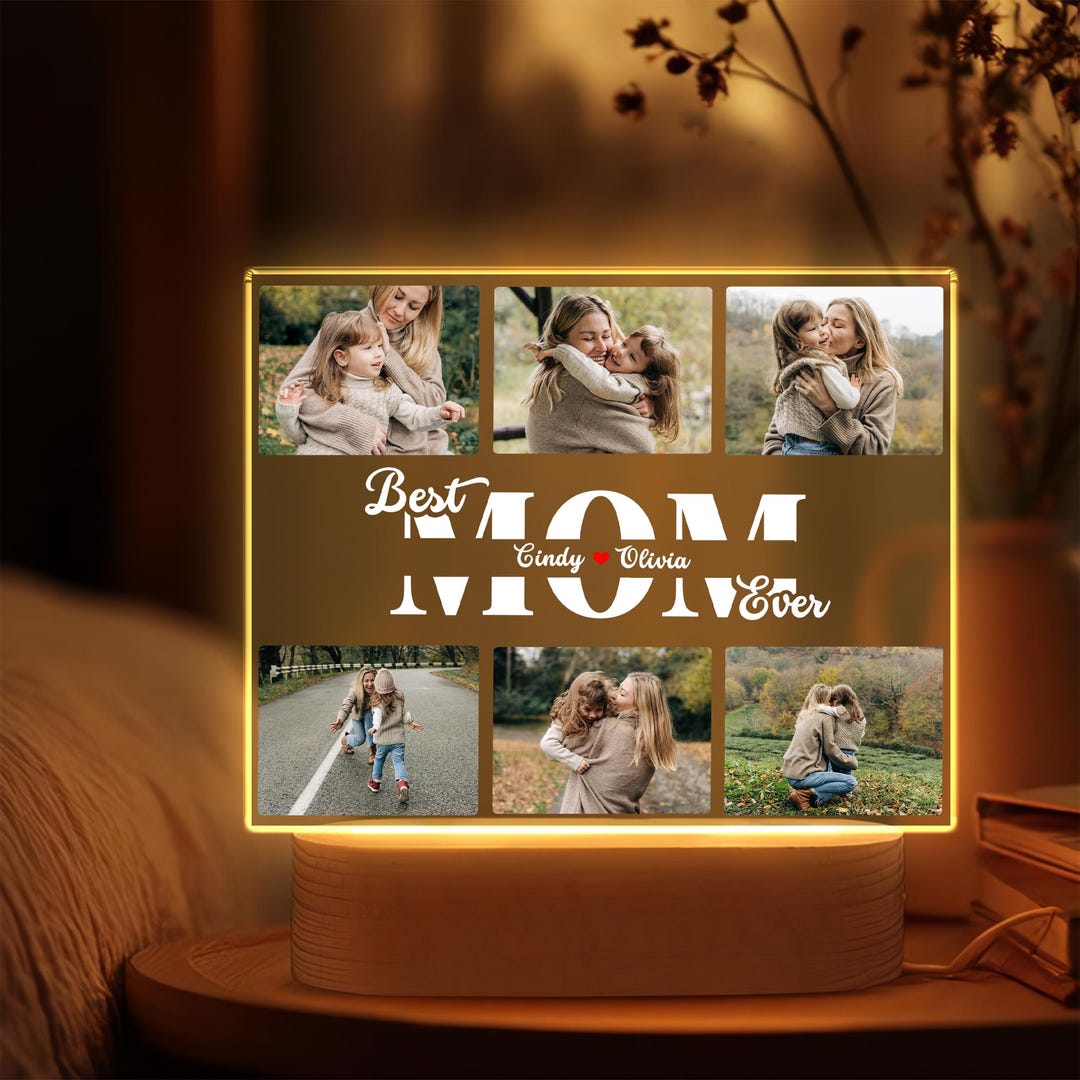 Custom Mom Night Light, Custom Mom Photos Plaque, Personalized Gift for ...
