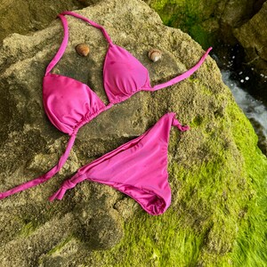Pink Brazilian Bikini With Laces, Original Swimsuit Set, Women's ...