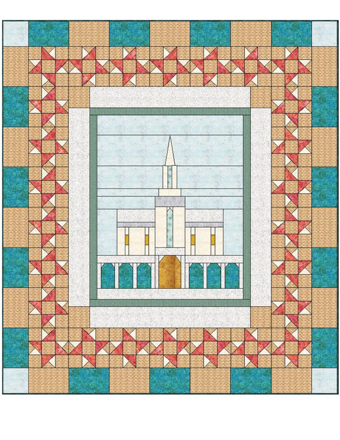 Bountiful Utah Temple Quilt Pattern- Queen Size - Etsy