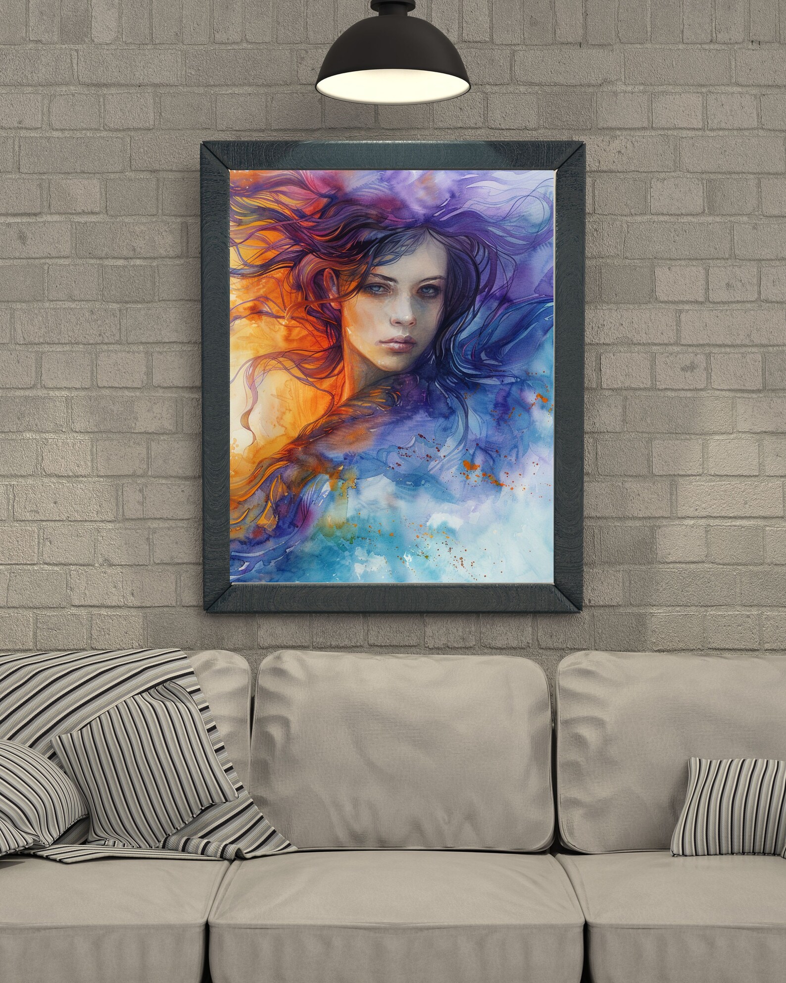 Radiant Energy Girl Portrait Alcohol Ink Watercolor Printable Wall Art ...