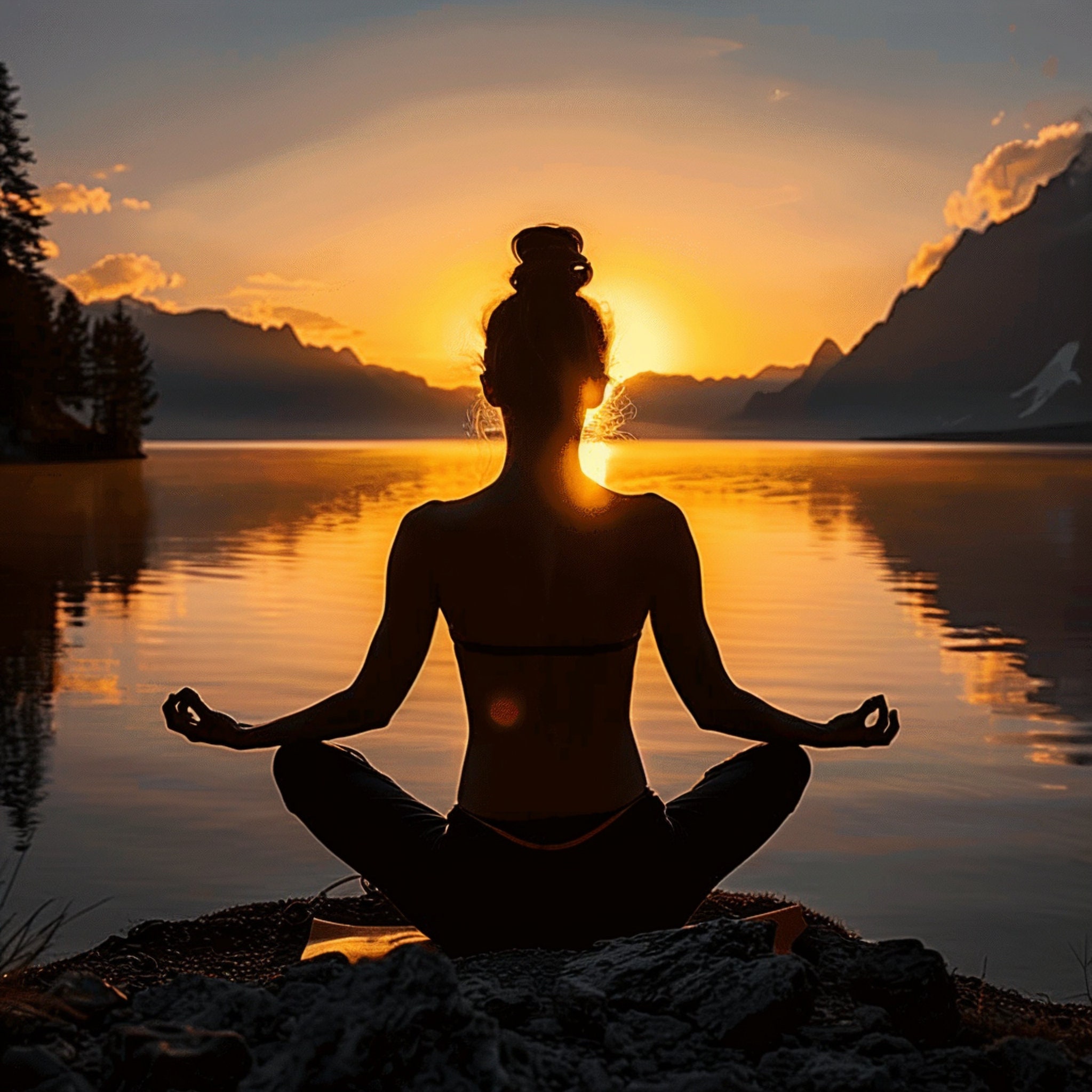 Meditation by the Lake Poster, Wall Decoration, Watercolor Floral ...