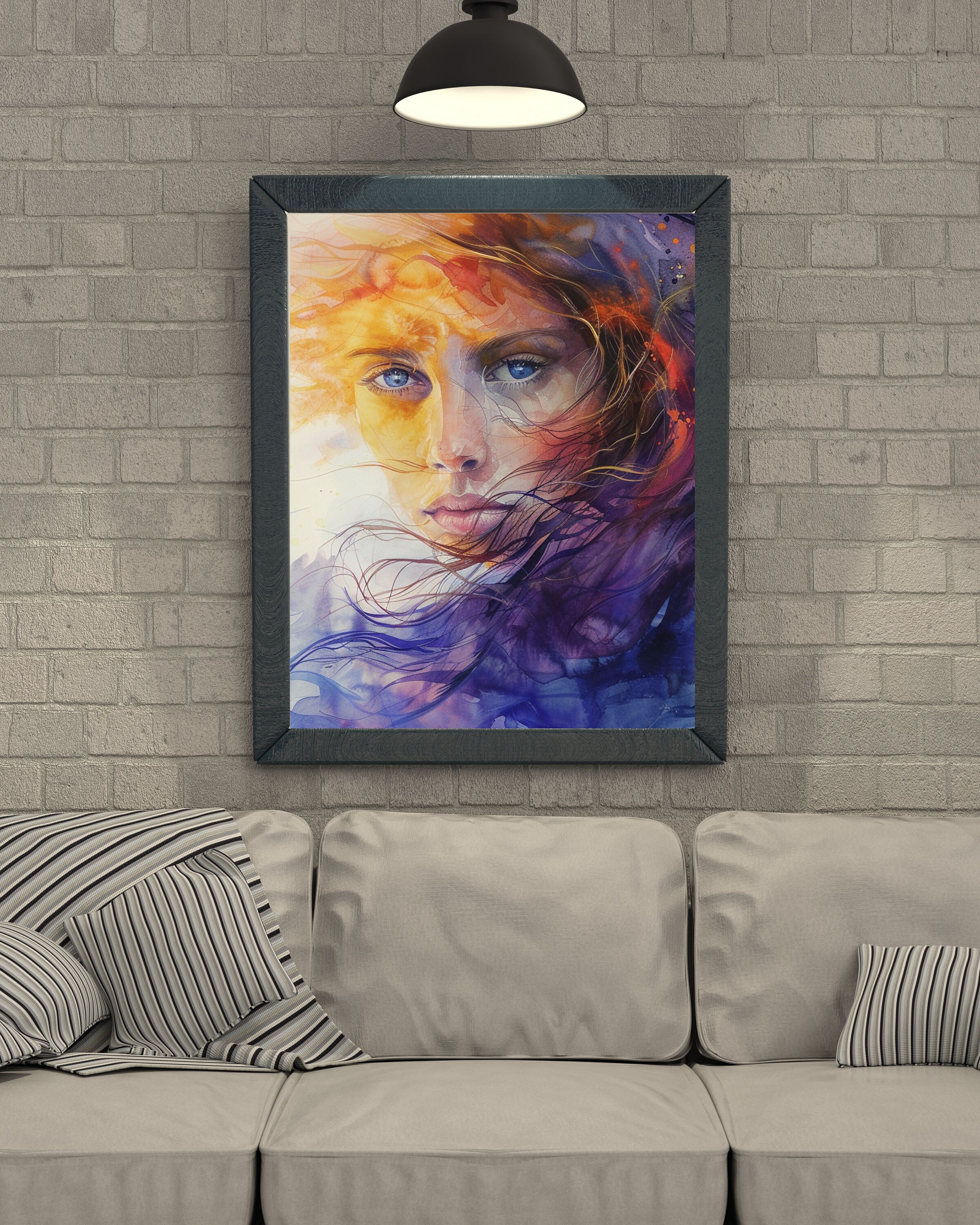 Radiant Energy Girl Portrait Alcohol Ink Watercolor Printable Wall Art ...