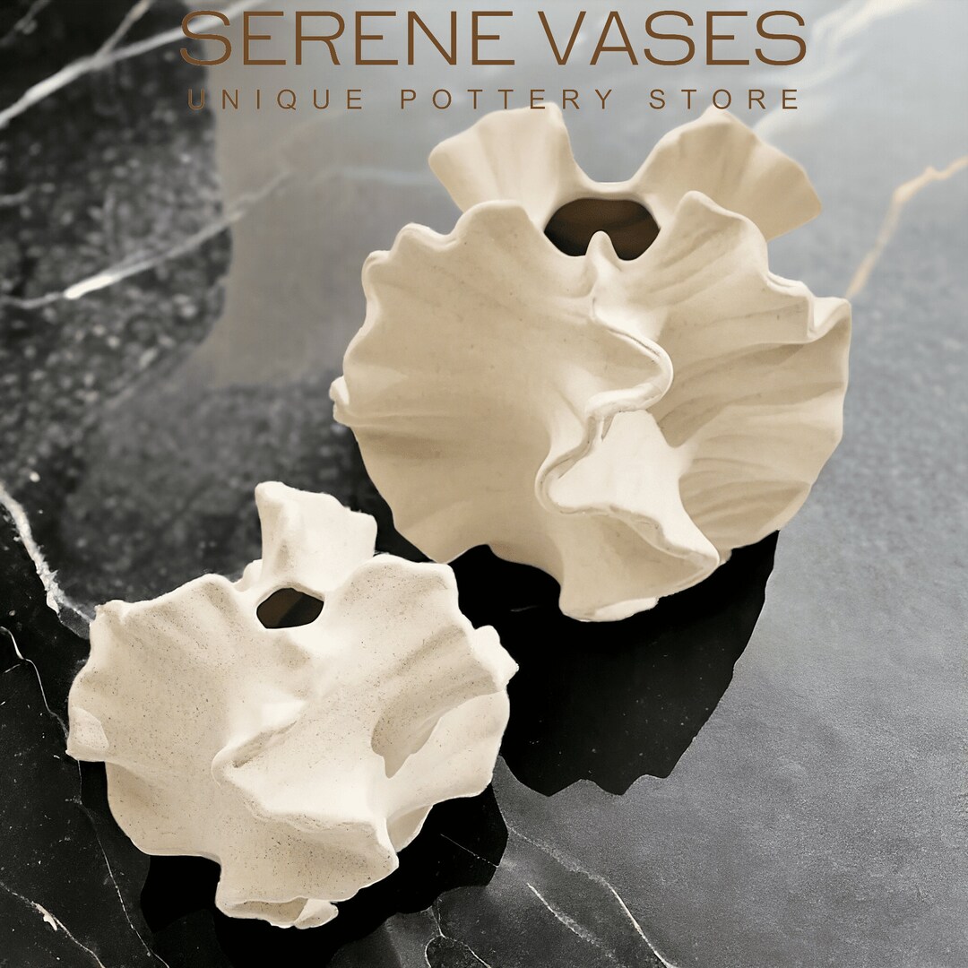 Coral Ceramic Vase Nordic Art Matte Beige Flower & Pampas Grass ...