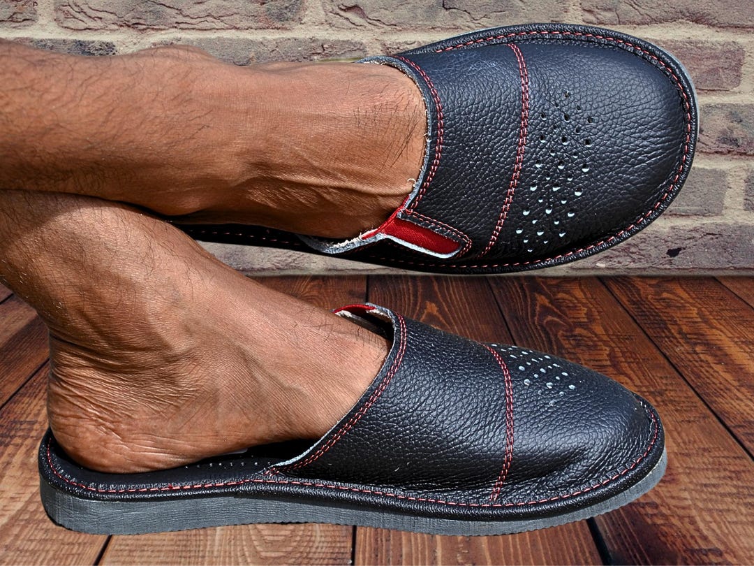 Barefoot Summer Slippers for Men, Handmade Leather Mules, Minimalist ...