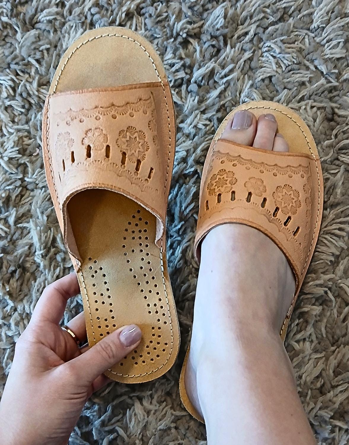 Barefoot Sandals for Women Summer Slippers Handmade Slides Flat Indoor ...