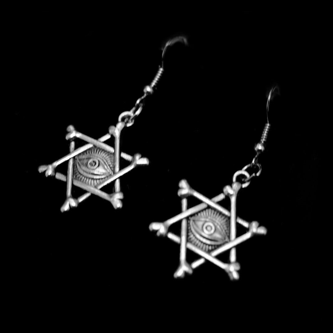 Darkened David's Star Earrings Gothic Earrings Goth Style Stainless ...