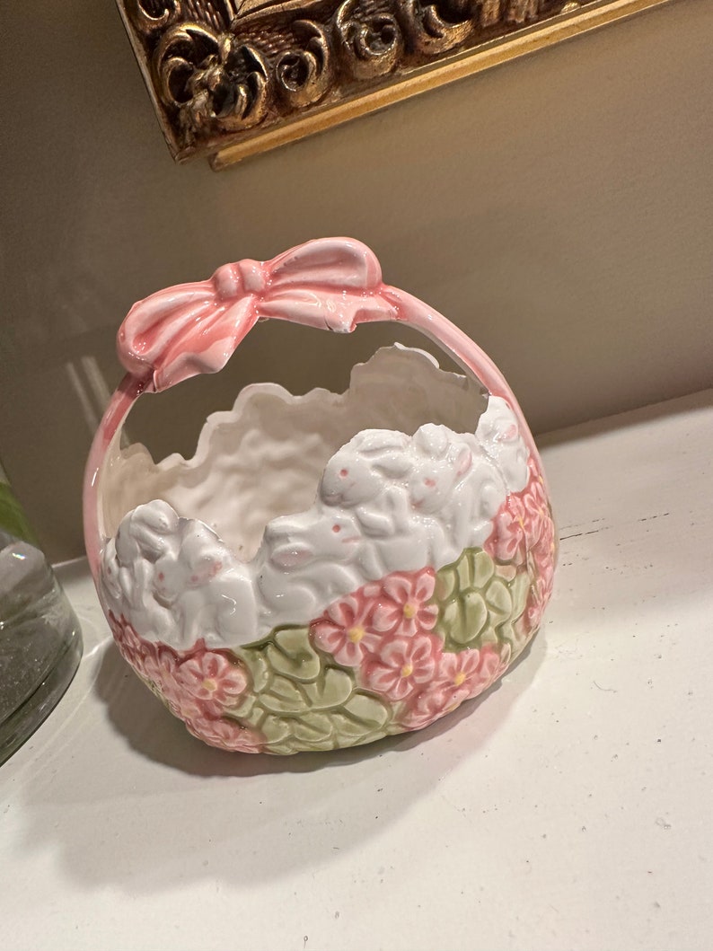 Vintage Ceramic Easter Basket With Bow Made in Taiwan - Etsy