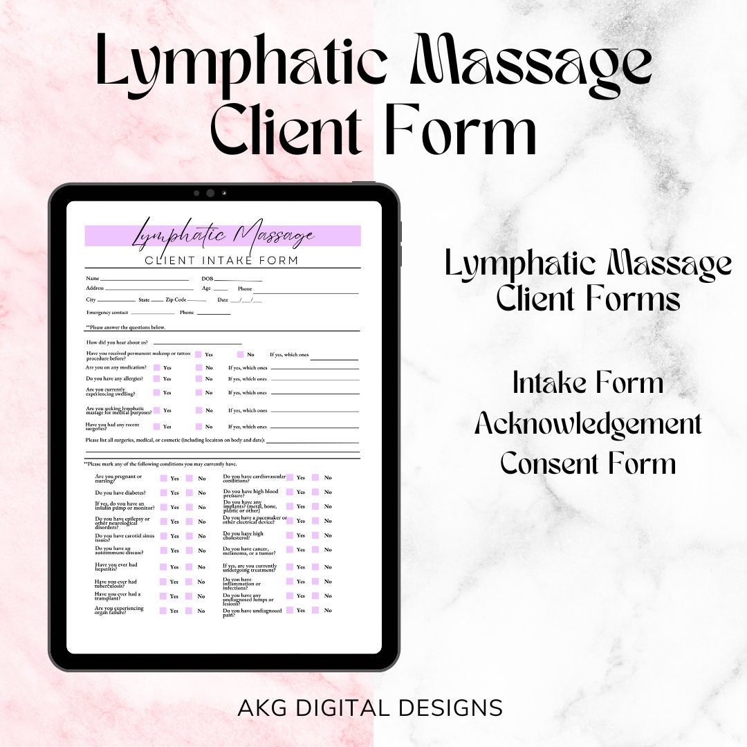 Lymphatic Massage Client Intake and Consent Forms - Etsy