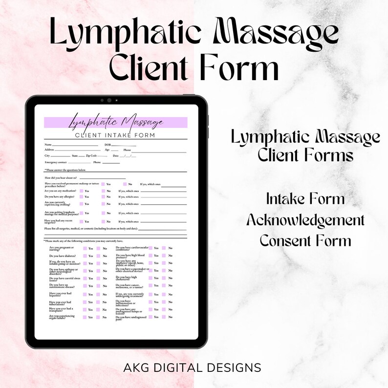 Lymphatic Massage Client Intake and Consent Forms - Etsy