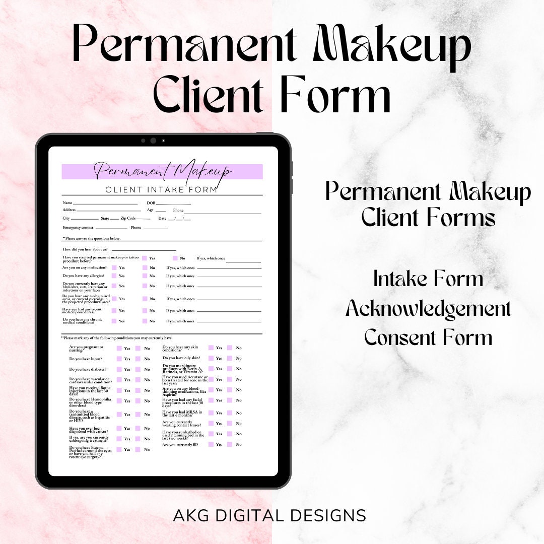 Permanent Makeup Intake and Consent Form - Etsy