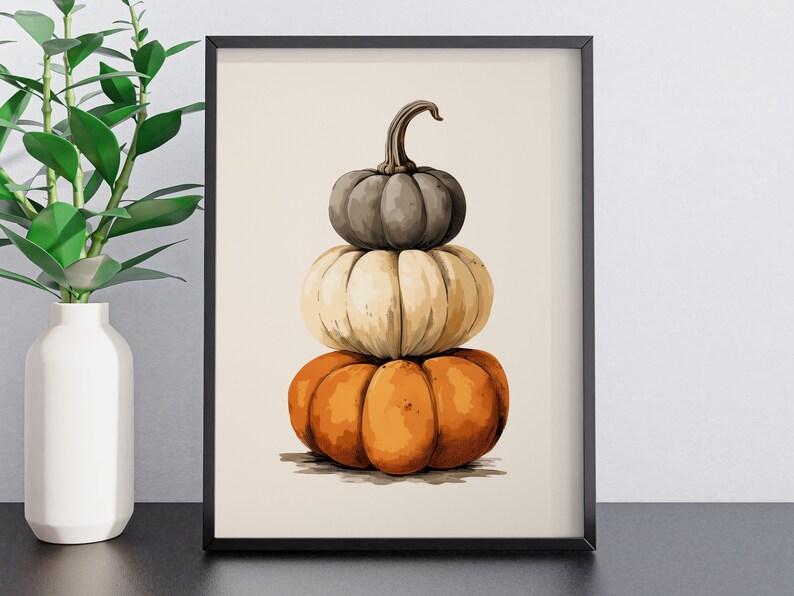USA Shipping Poster Print Halloween / Autumn / Fall Pumpkin Trio - Etsy