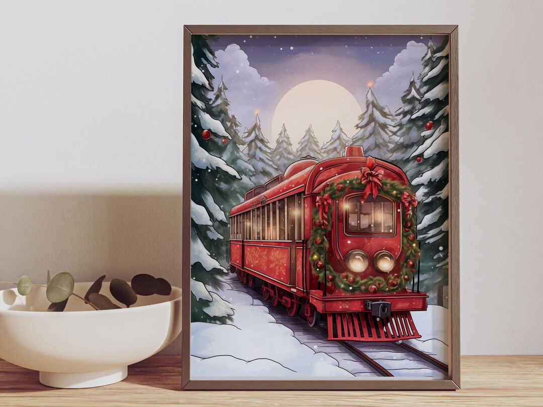 USA Shipping - Christmas Train Poster: Winter Holiday Wall Art - Etsy