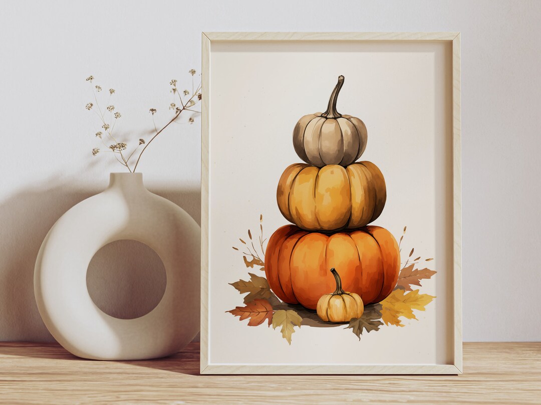 USA Shipping - Poster Print - Halloween / Autumn / Fall - Pumpkin Stack ...